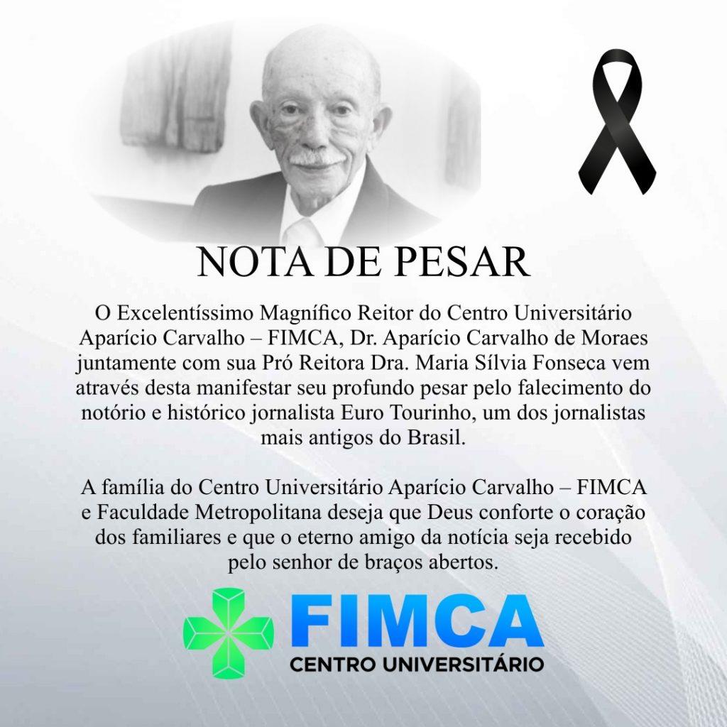 Nota de Pesar — FIMCA - Centro Universitário Aparicio Carvalho
